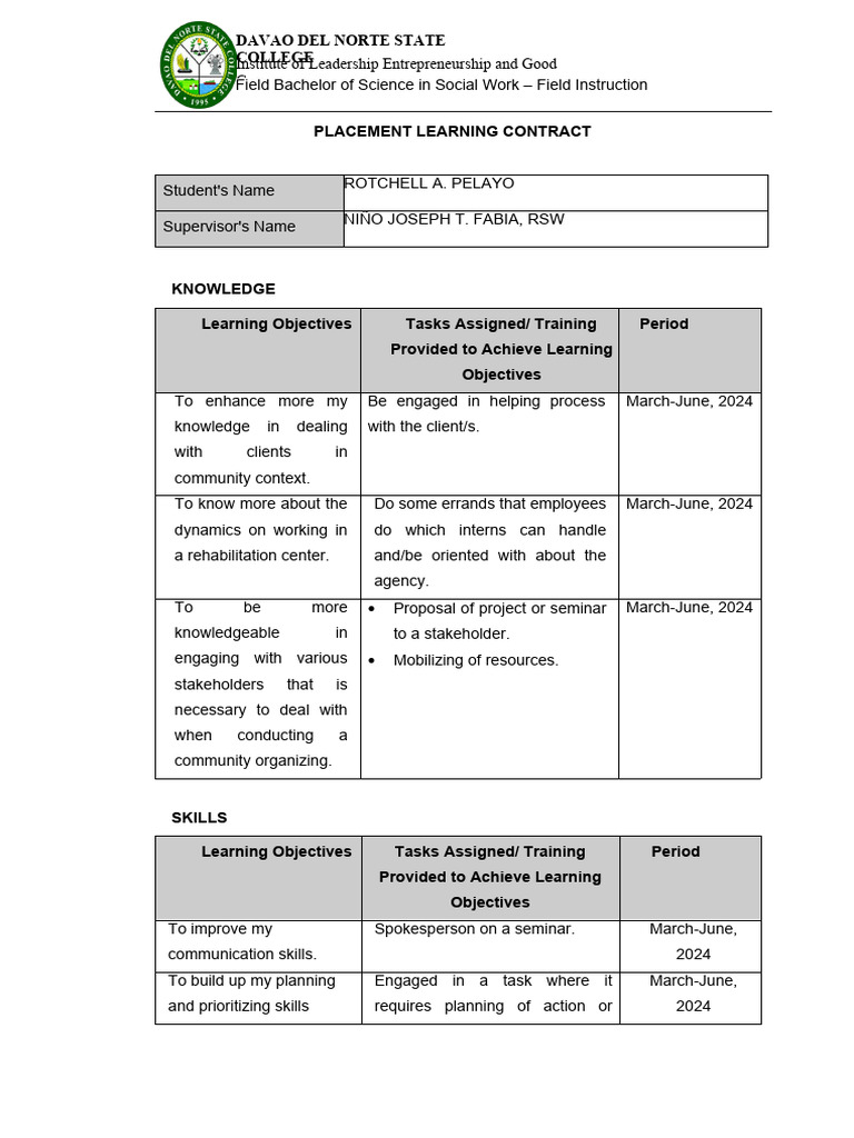 Learning Contract | Download Free PDF | Learning | Leadership