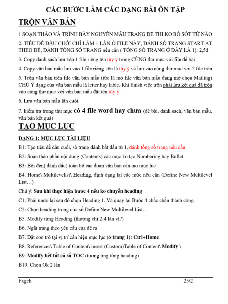 Cac Buoc Lam Cac Dang Bai Thi Thu | PDF