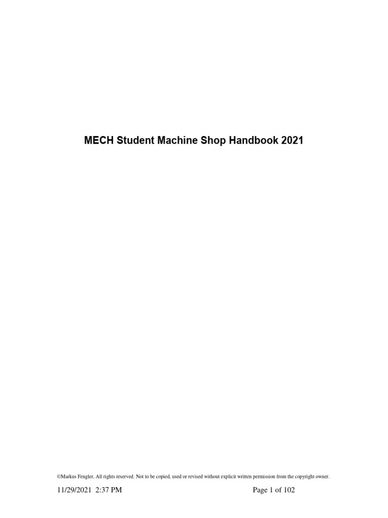 MECH Student Machine Shop Handbook 2021-22 v1.0 | PDF | Steel ...