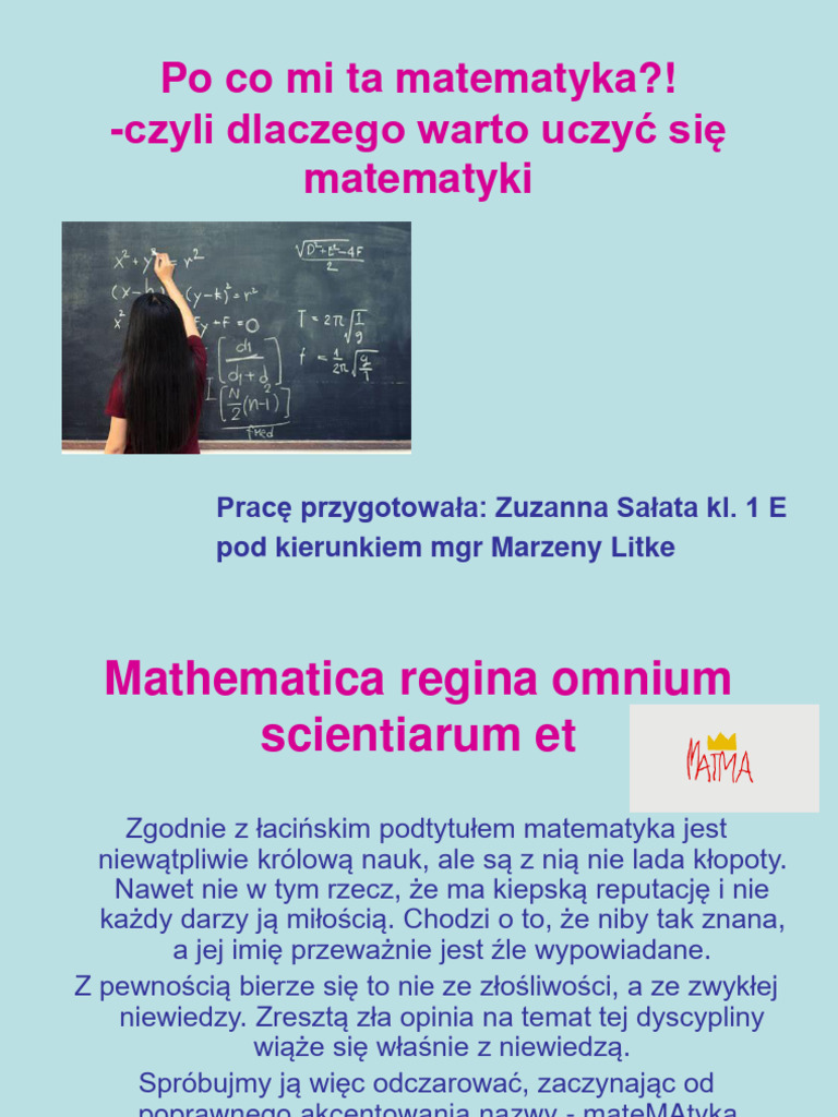 Prezentacja o matematyce | PDF