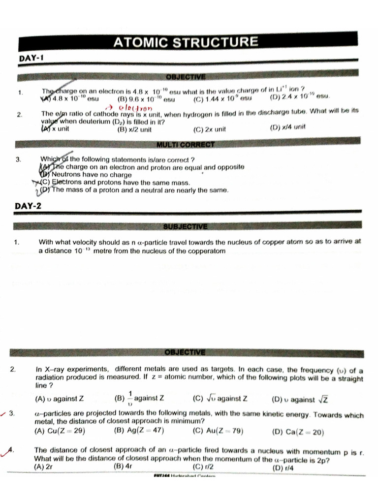 Atomic Structure DPP | PDF