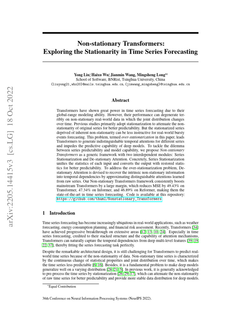 Non - Stationary Former | PDF | Time Series | Stationary Process