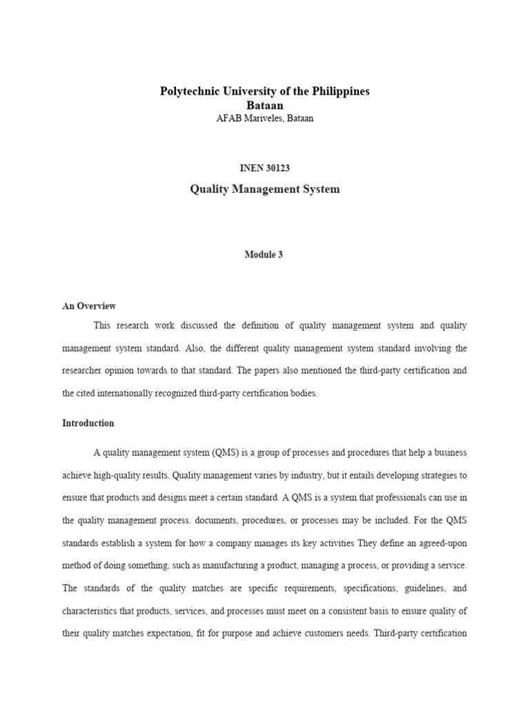 QMS Module#3 | PDF | Quality Management System | Quality Management