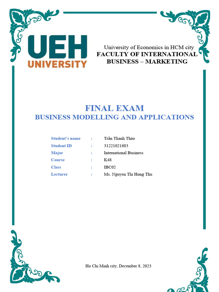 Business Modelling Exam Report | PDF | Conservation Biology ...