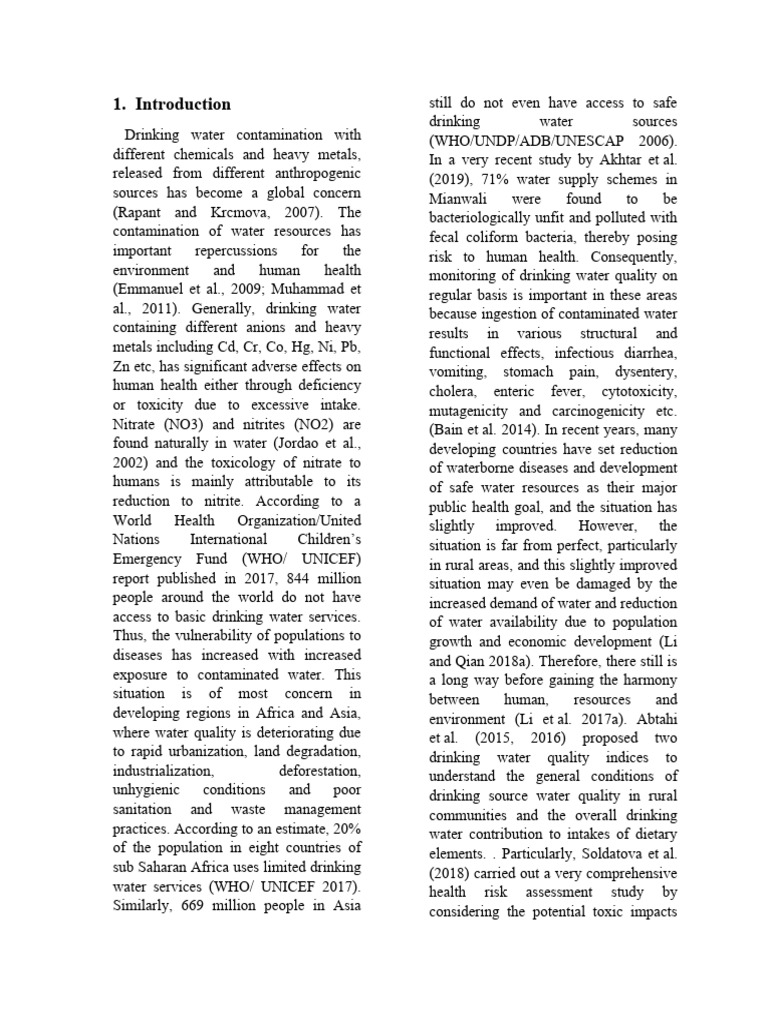 Introduction WATER | PDF | Drinking Water | Water Quality