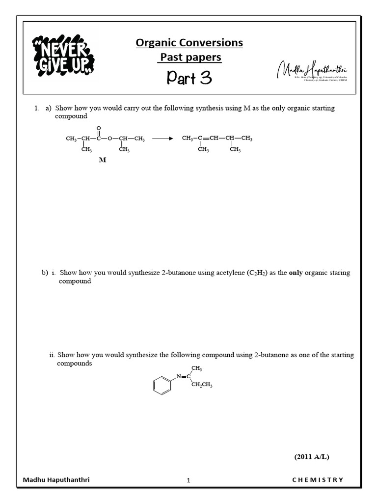 2011 - 2015 Past Paper Conversions | PDF | Chemistry | Organic Compounds