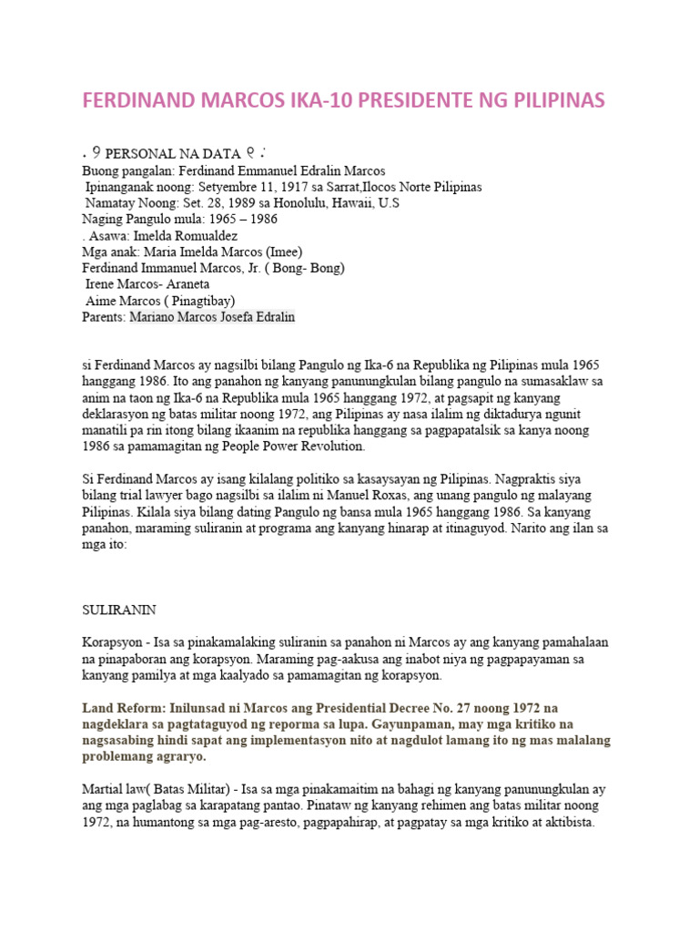 Ferdinand Marcos Ika | PDF