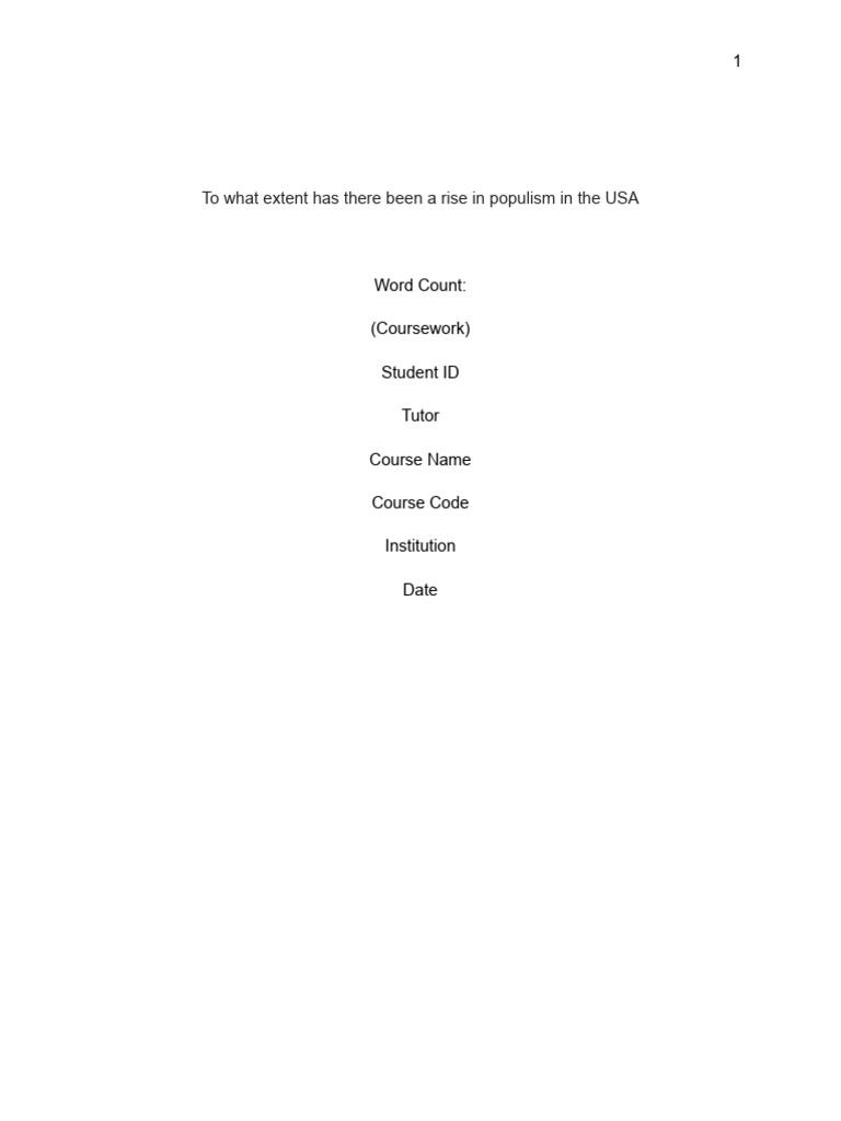 Rise of Populism in The US - Edited | PDF | Populism | Donald Trump