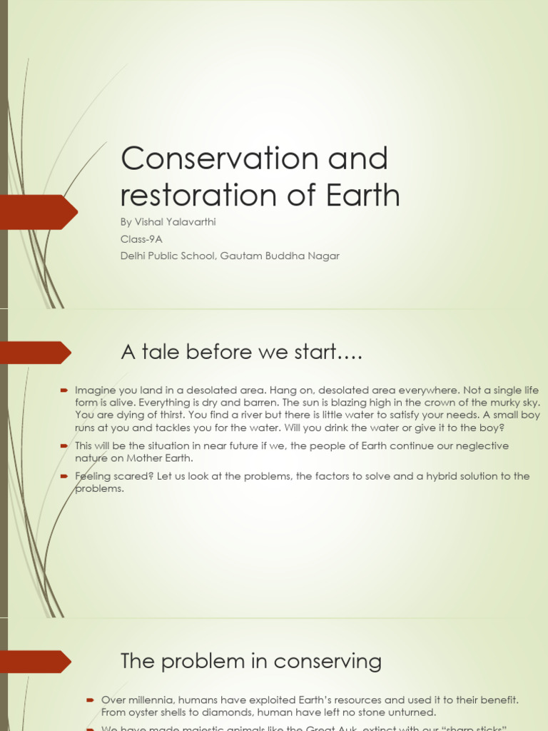 Conservation and Restoration of Earth | PDF