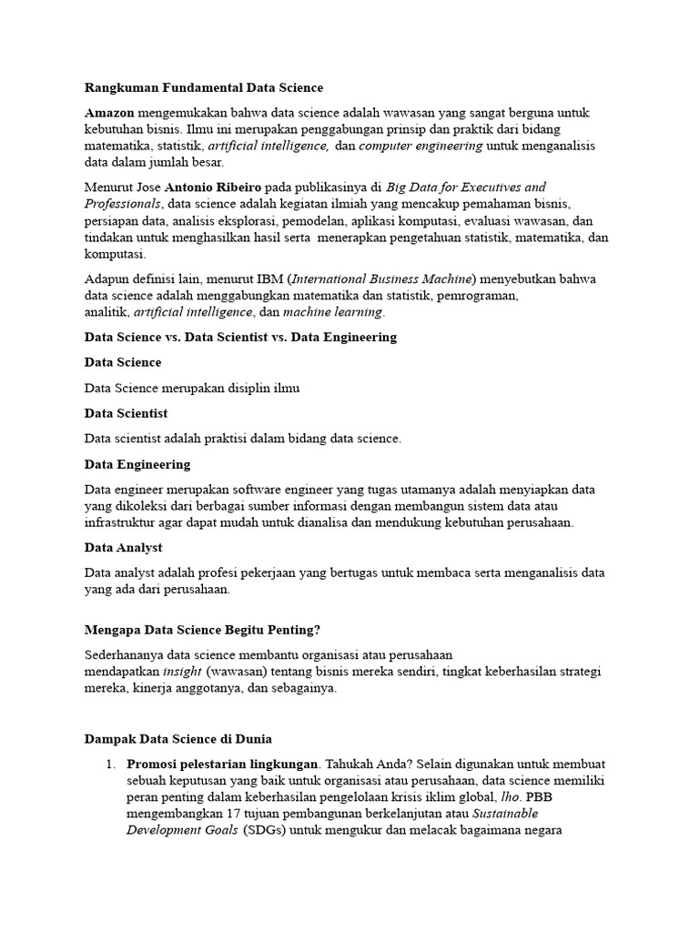 Rangkuman Fundamental Data Science | PDF