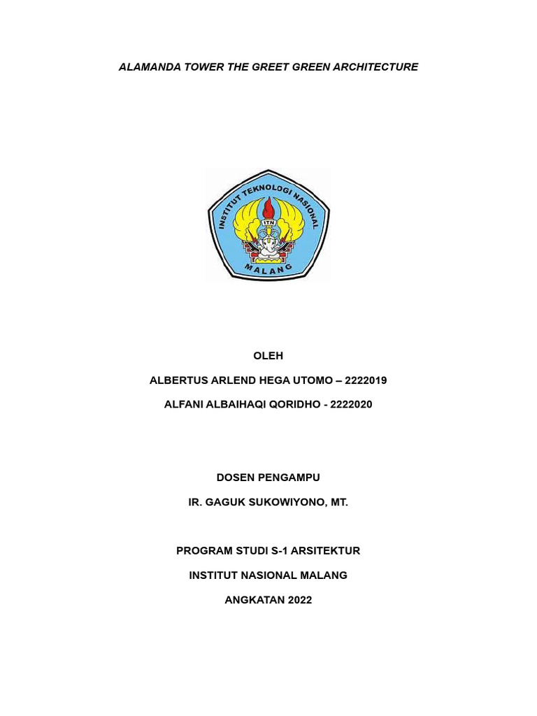 ALAMANDA TOWER THE GREET GREEN ARCHITECTURE | PDF