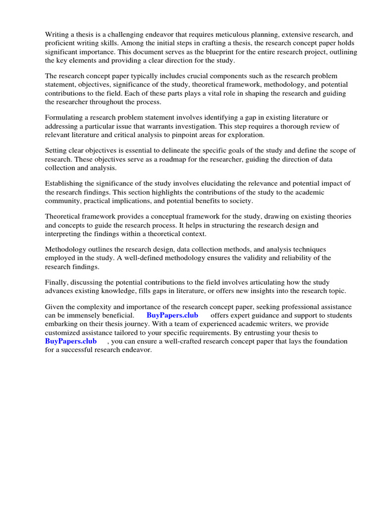 Most Important Parts of The Research Concept Paper | PDF | Academic ...