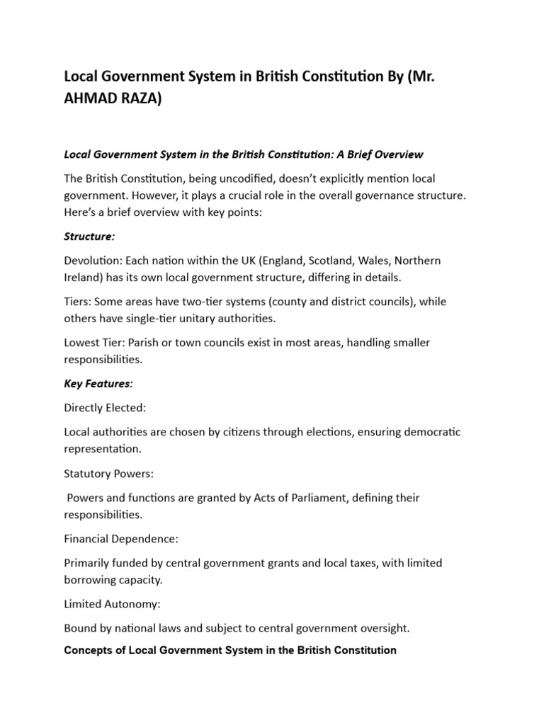 Local Government System | PDF | Constitution Of The United Kingdom ...