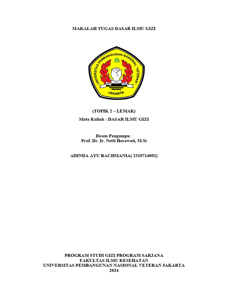 Makalah Tugas Dasar Ilmu Gizi | PDF