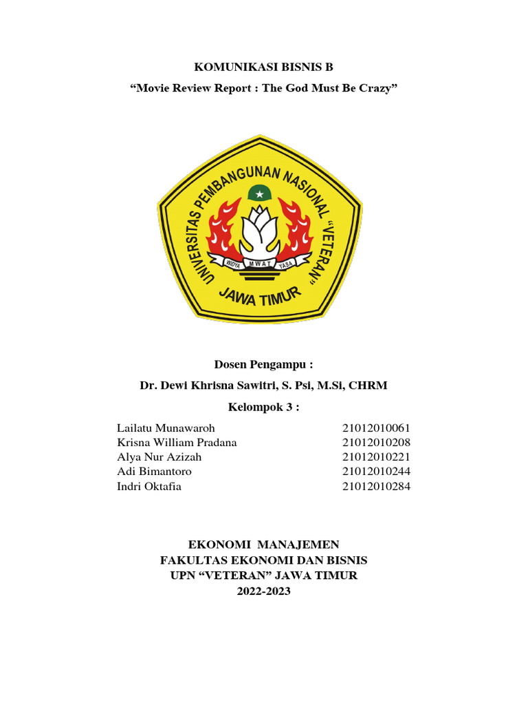 Movie Review Report The God Must Be Crazy | PDF