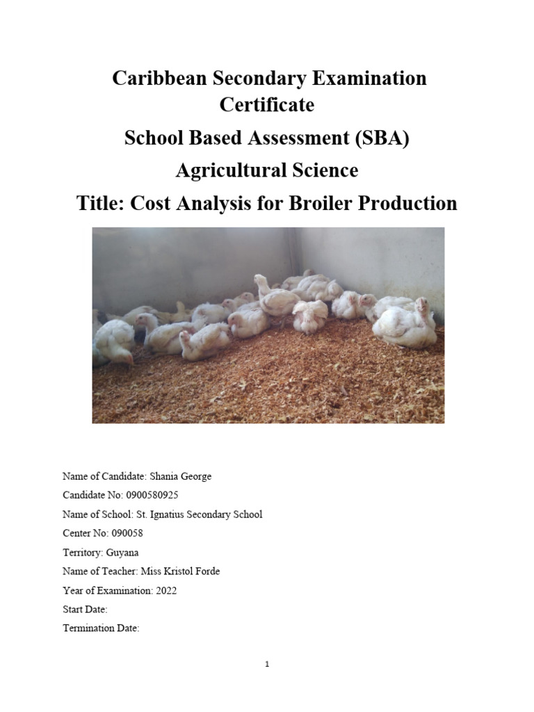 Shania George Agri SBA | PDF | Chicken | Broiler