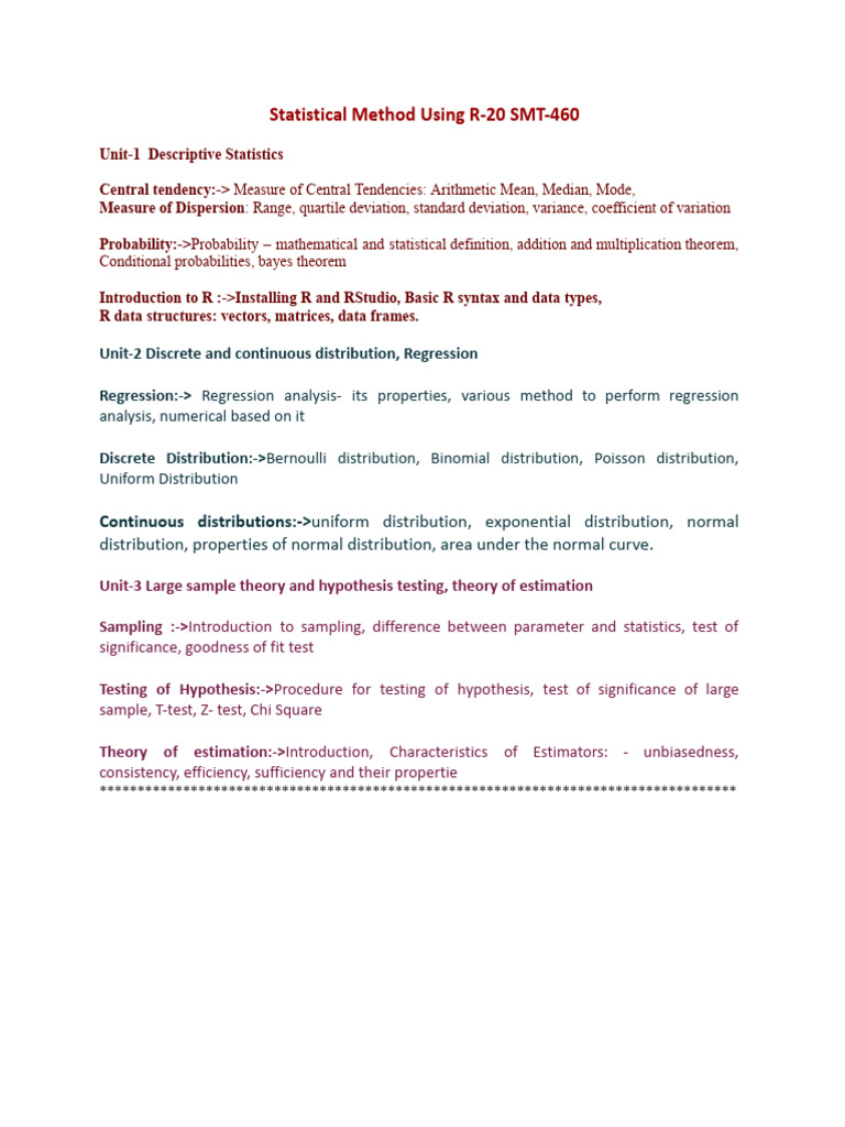 Statiscal Method Using R | PDF | Statistics | Mean