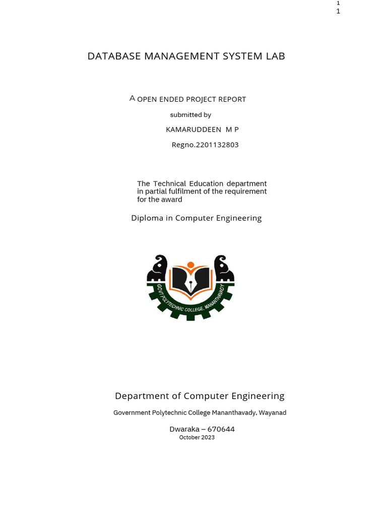 Kamaru Dbms.pdf | PDF | Databases | Diploma