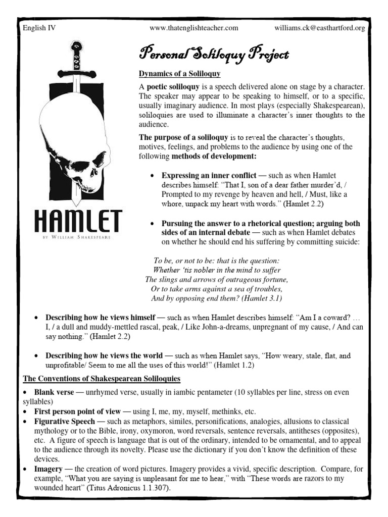Shakespearean Soliloquy Project Guide | PDF | Hamlet
