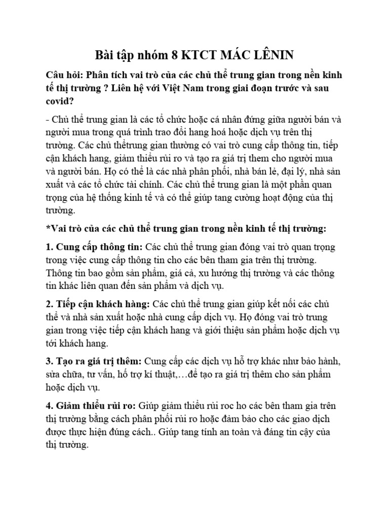 Bài Tập Nhóm 8 KTCT MÁC LÊNIN | PDF