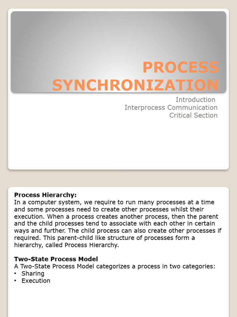 Process Synchronization and Hierarchy | PDF