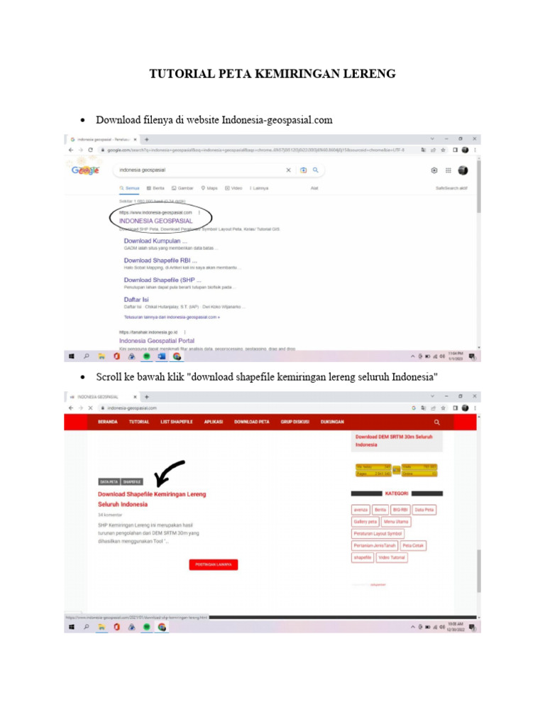 Tutorial Peta Kemiringan Lereng | PDF