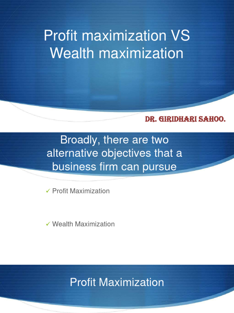 Profit Vs Wealth Max | PDF | Chief Financial Officer | Wealth