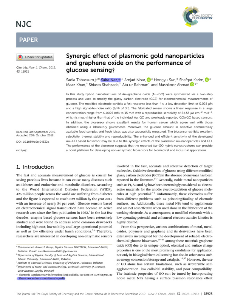 Synergic effect of plasmonic gold nanoparticles | PDF | Biosensor ...