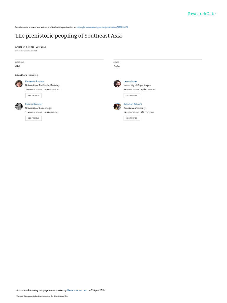 The Prehistoric Peopling of Southeast Asia | PDF