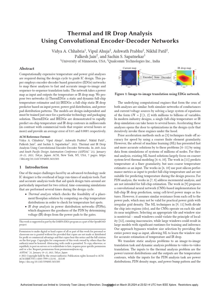 Thermal and IR Drop Analysis Using Convolutional Encoder-Decoder Networks | PDF | Applied ...