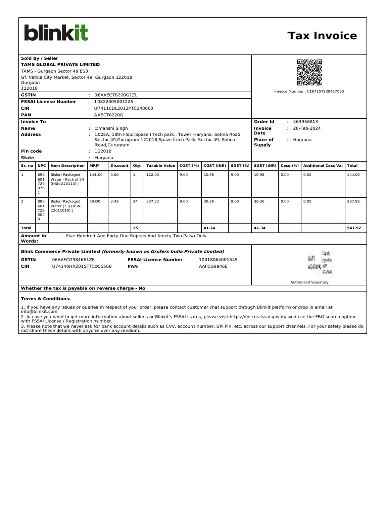 Blinkit Invoice_ORD880573292 | PDF