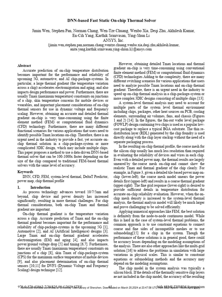 DNN-Based Fast On-Chip Thermal Solver | PDF | Integrated Circuit | Deep ...