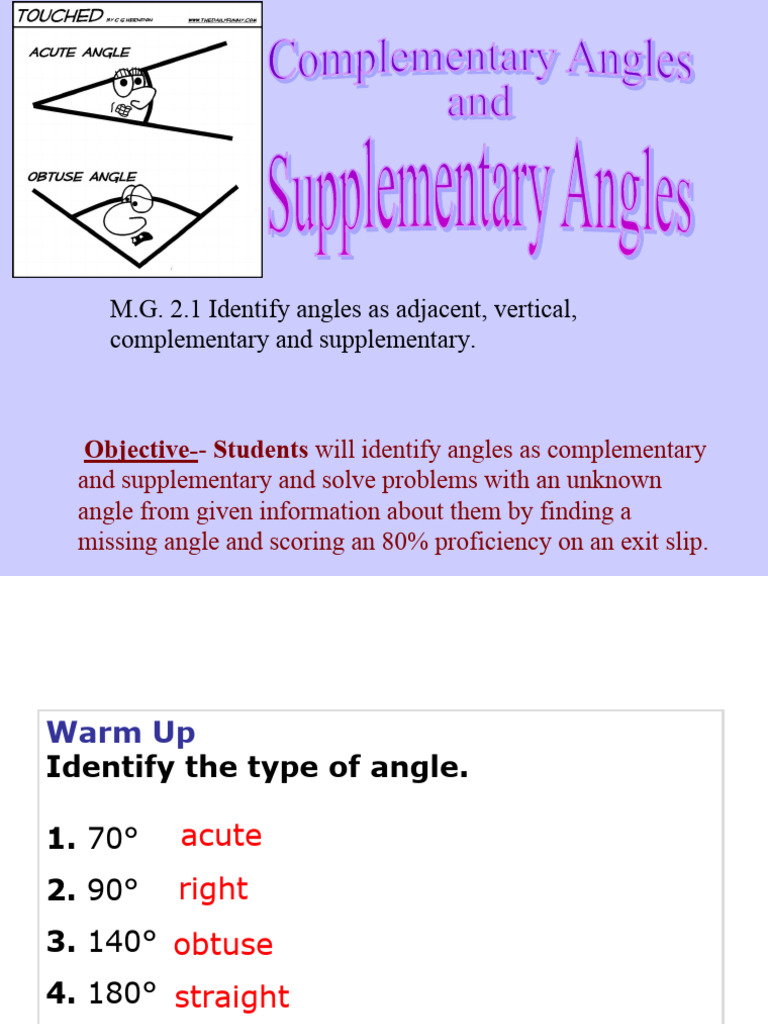 Identifying Complementary and Supplementary Angles | PDF | Angle ...