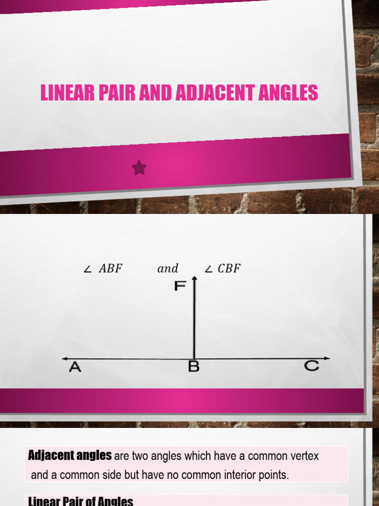 Linear pair and adjacent angles | PDF