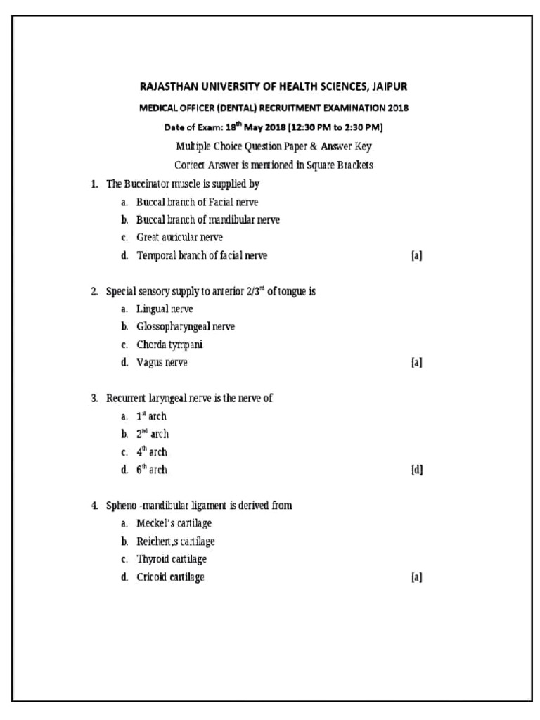 RUHS Medical Officer DENTAL 2018 | PDF | Dental Composite | Tooth Enamel