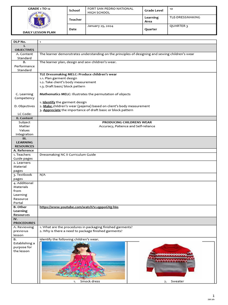 Lesson Plan TLE Department | PDF | Creativity | Cognition
