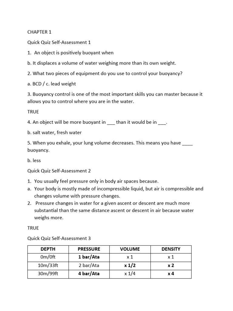 Scuba Diving Test | PDF | Scuba Diving | Snorkeling