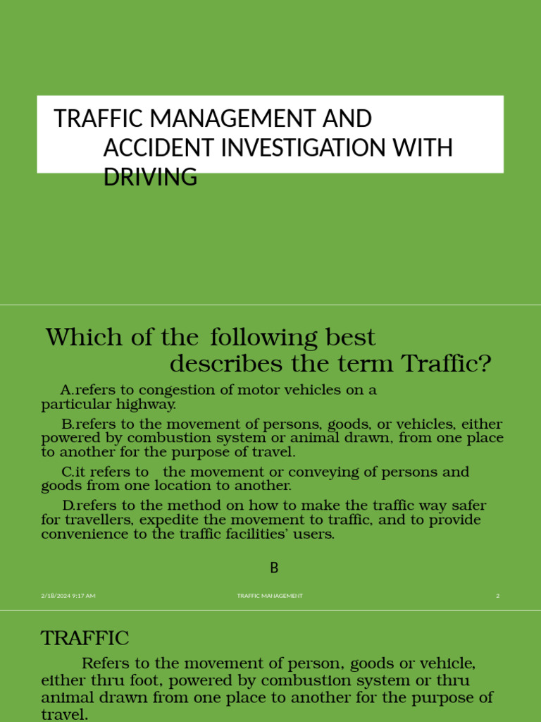 Traffic Management | PDF | Traffic | Driving Under The Influence