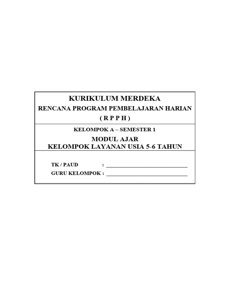 RPPH TK B Semester 2 Kurikulum Merdeka | PDF