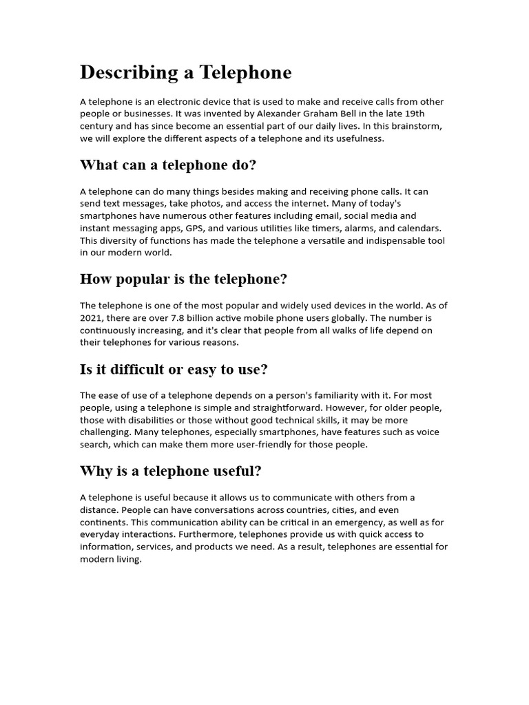 Speaking About Invention (Telephone) | PDF