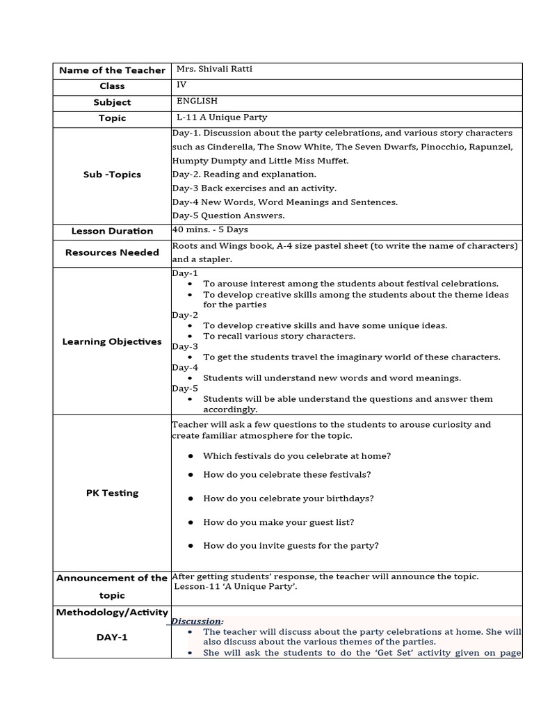 A Unique Party (LP) | Download Free PDF | Cognitive Science | Behavior Modification