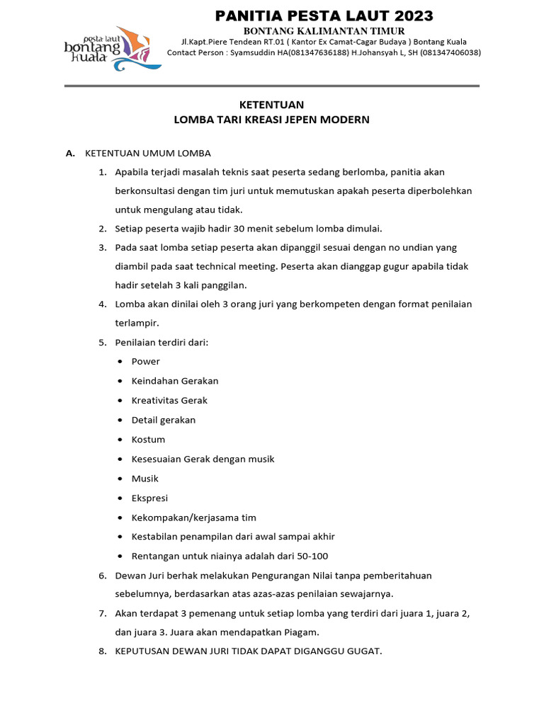 Draft Juknis Lomba Tari | PDF