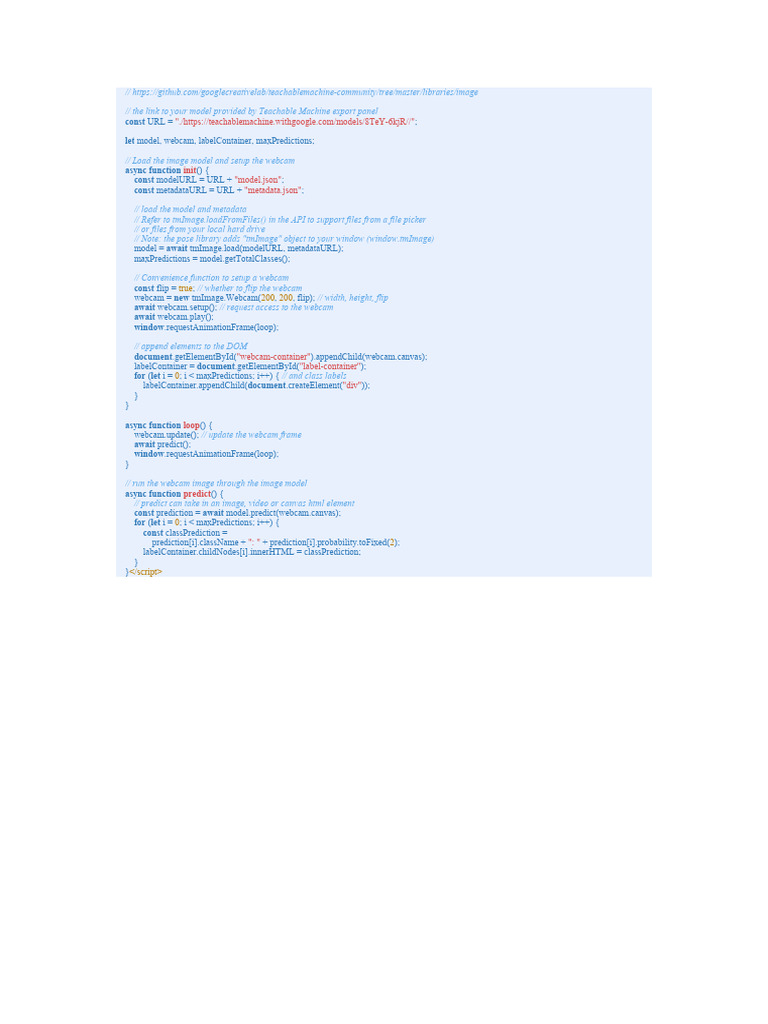 Teachable Machine Image Classification Setup | PDF