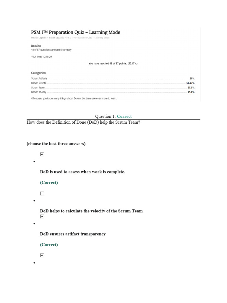 Mock Test Results | PDF | Scrum (Software Development)