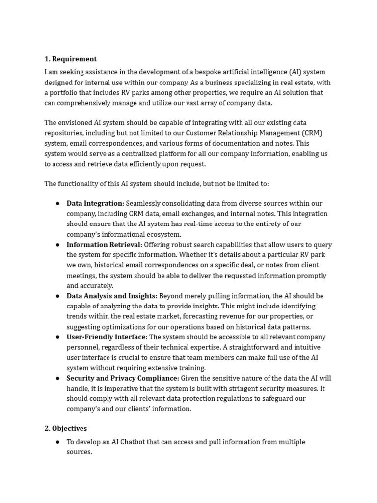 AI Requirement - RV Parks | PDF | Artificial Intelligence | Intelligence (AI) & Semantics
