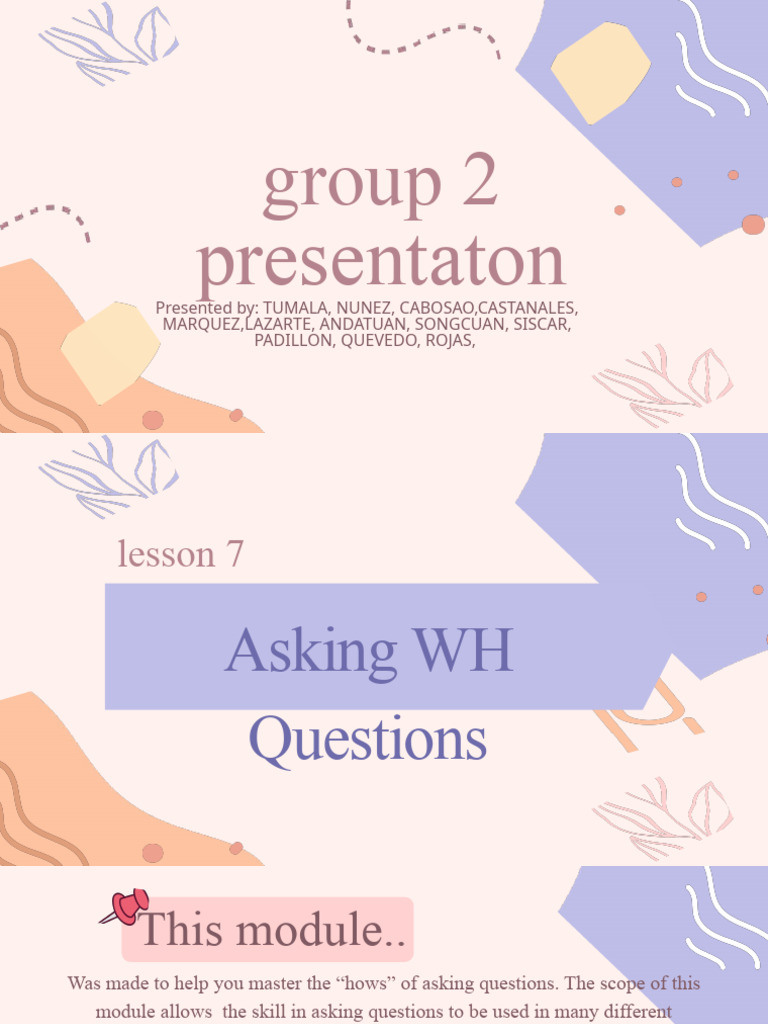 Group2 English Presentation | PDF | Verb | Question