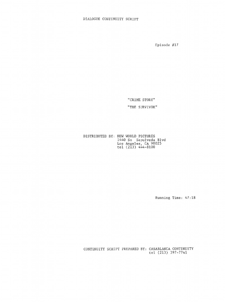 Crime Story - S01e19 - The Survivor (Script) | PDF