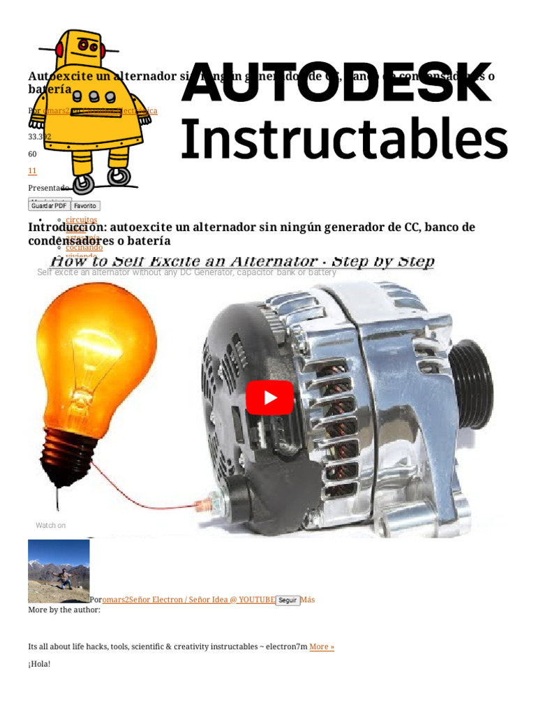 Autoexcite Un Alternador Sin Ningún Generador de CC, Banco de Condensadores o Batería - 5 Pasos ...