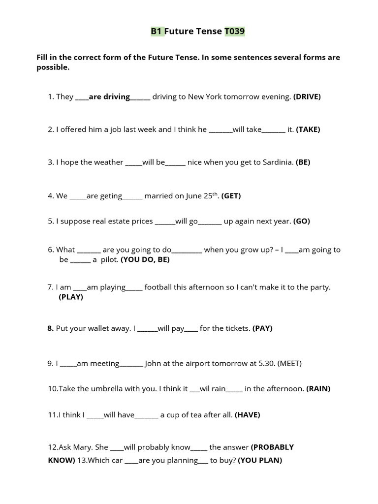 Ways of Expressing Future Tense | PDF