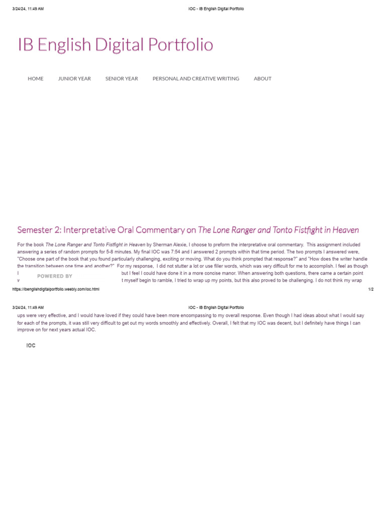 IOC - IB English Digital Portfolio | PDF | Career & Growth | Language ...